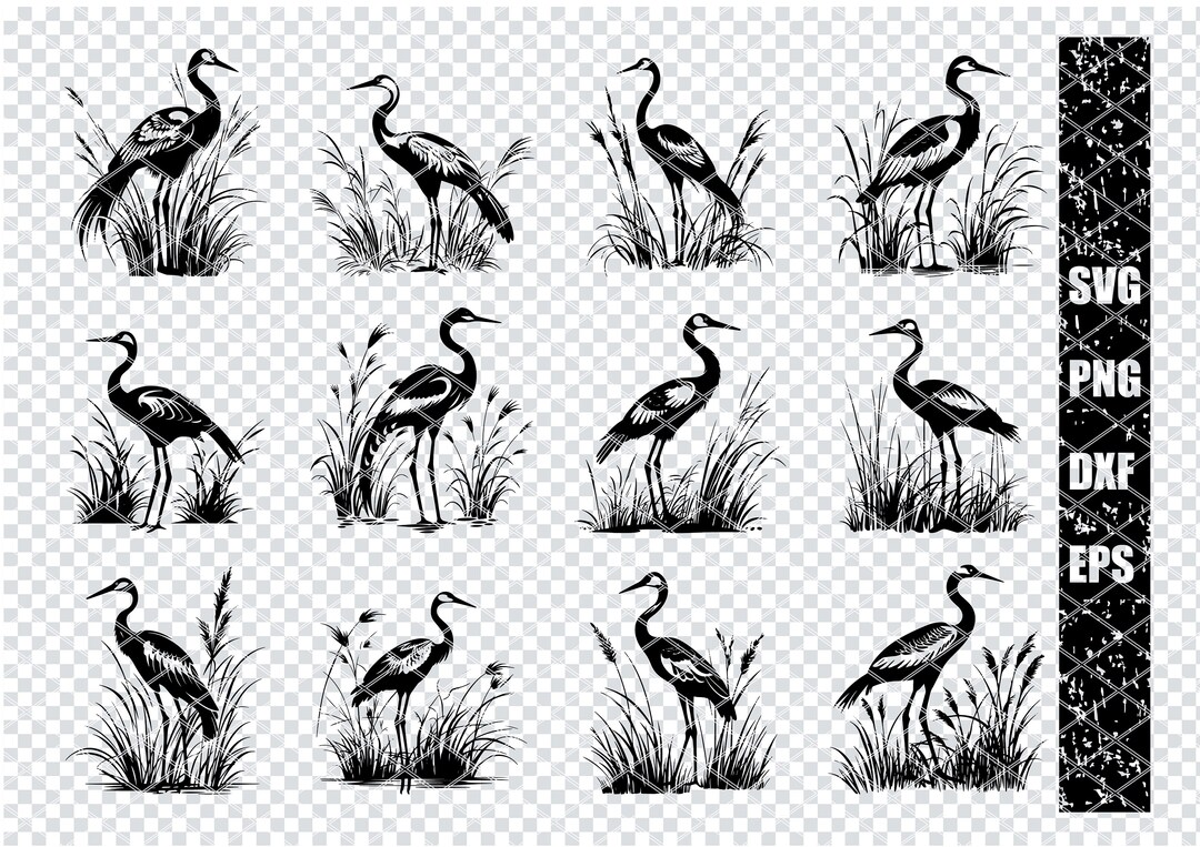 TALL CRANE BIRD Svg, Marsh Crane Bird Svg for Cricut, Wetland Egret ...