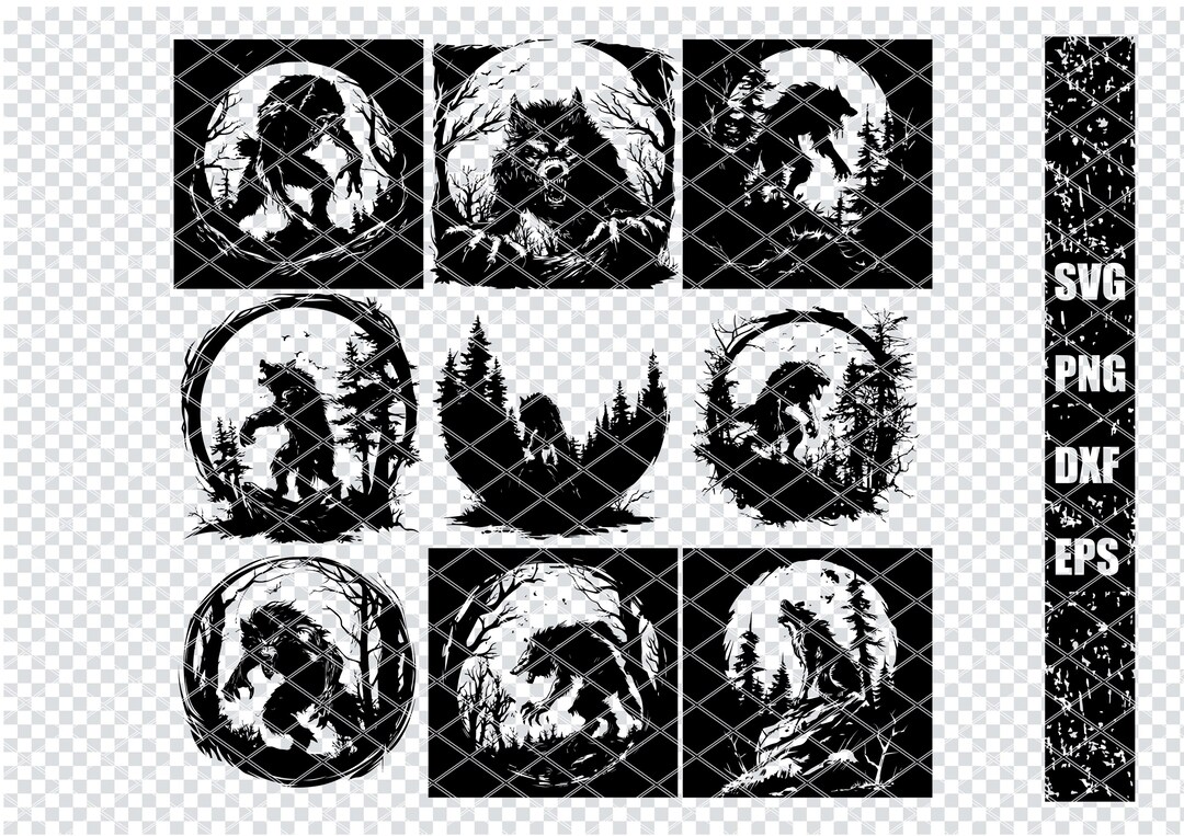 Werewolf Digital Art Print, Full Moon Illustration, Halloween Wall ...