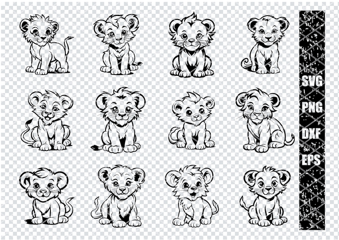 BABY LION CUBS Svg, Cute Baby Lion Cub Svg Files for Cricut, Adorable ...