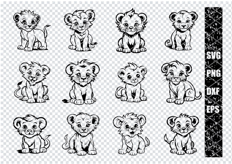 BABY LION CUBS Svg, Cute Baby Lion Cub Svg Files for Cricut, Adorable ...