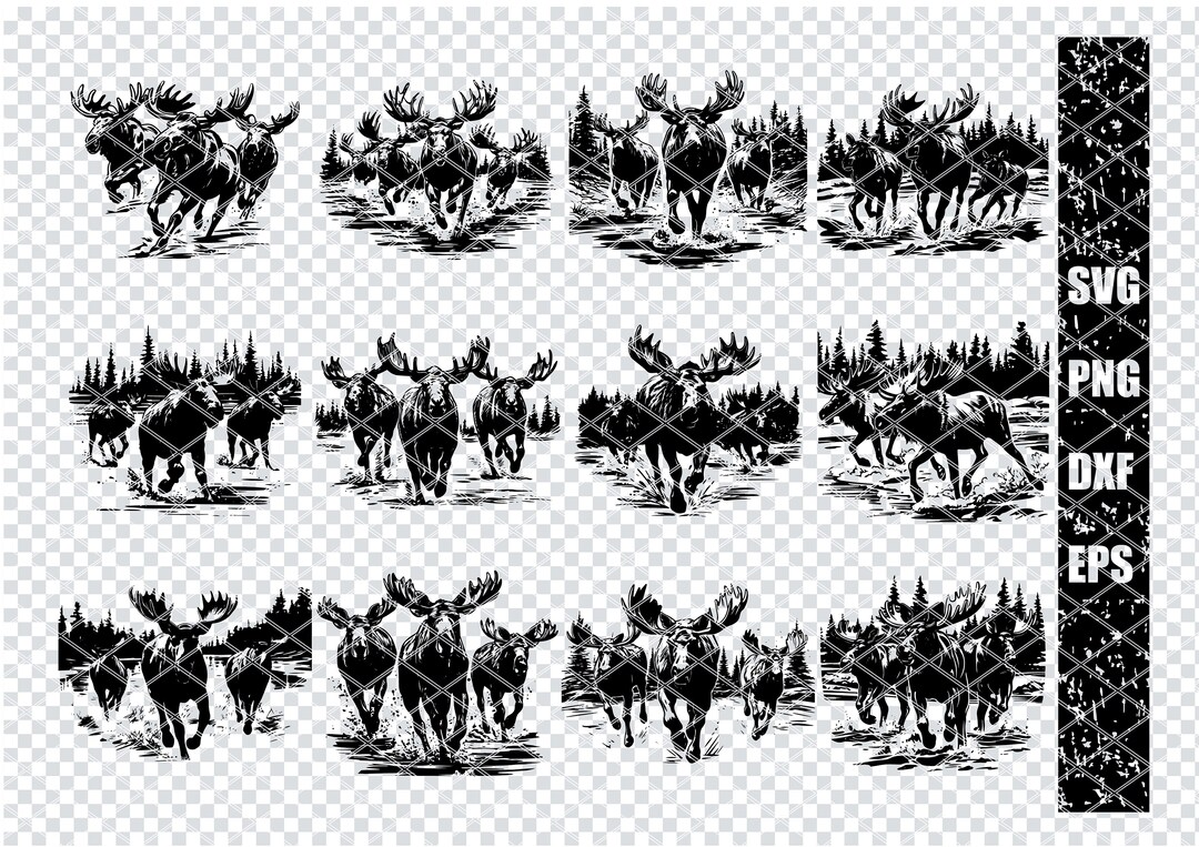 RUNNING MOOSE CHARGE Svg, Moose Gallop Svg Files for Cricut, Moose ...