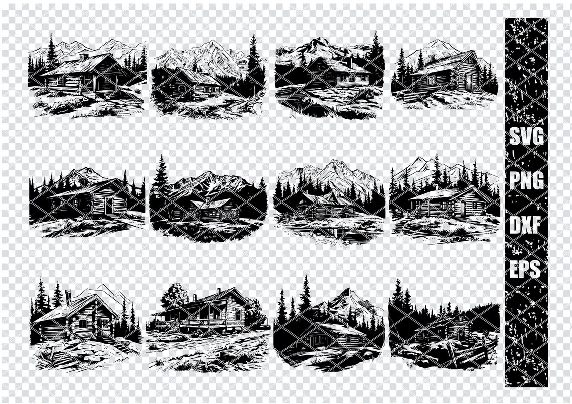 RUSTIC LOG CABIN Svg, Rustic Forest House Svg Files for Cricut ...