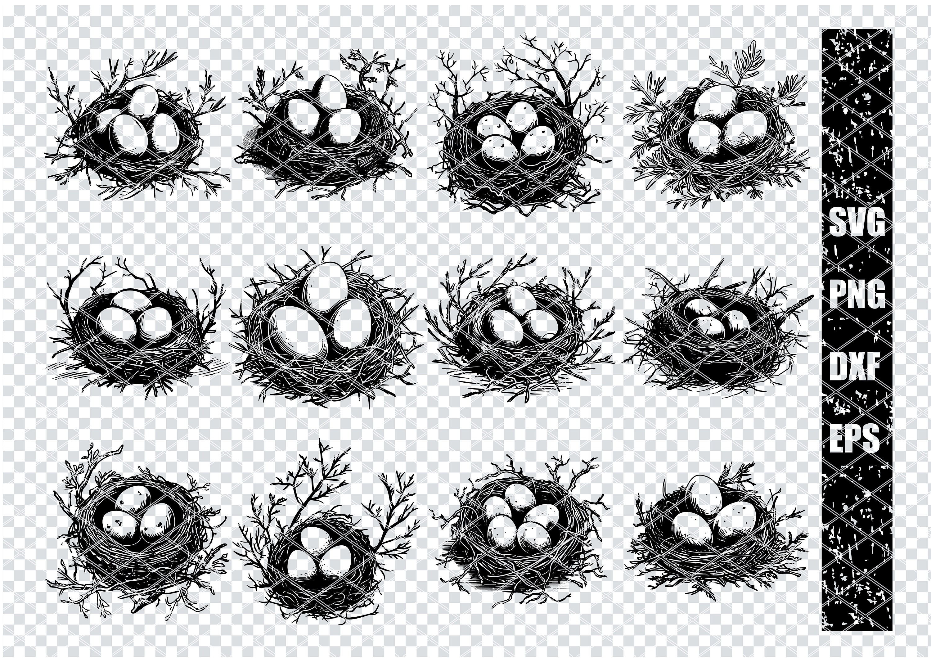 BIRD NEST EGGS Svg, Twig Bird Nest Svg Files for Cricut, Bird Nest ...