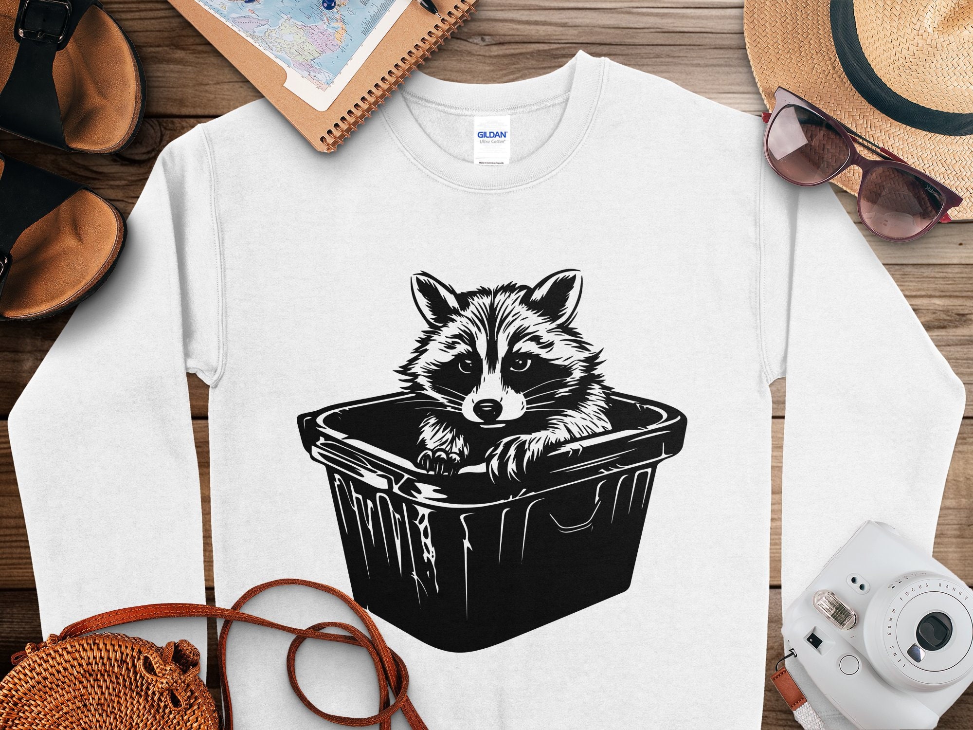 RACCOON in TRASH CAN Svg, Raccoon in Dumpster Svg Files for Cricut ...