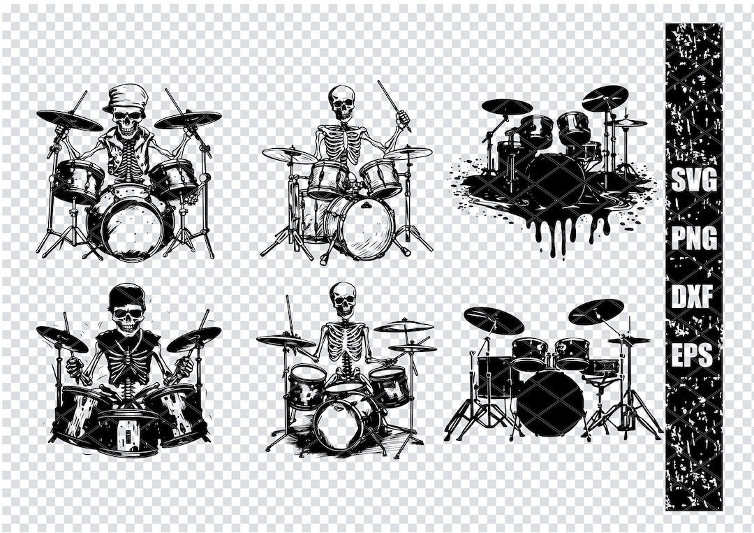DRUM SET SKELETON Svg, Drum Set Skeleton Svg Files for Cricut, Skeleton ...