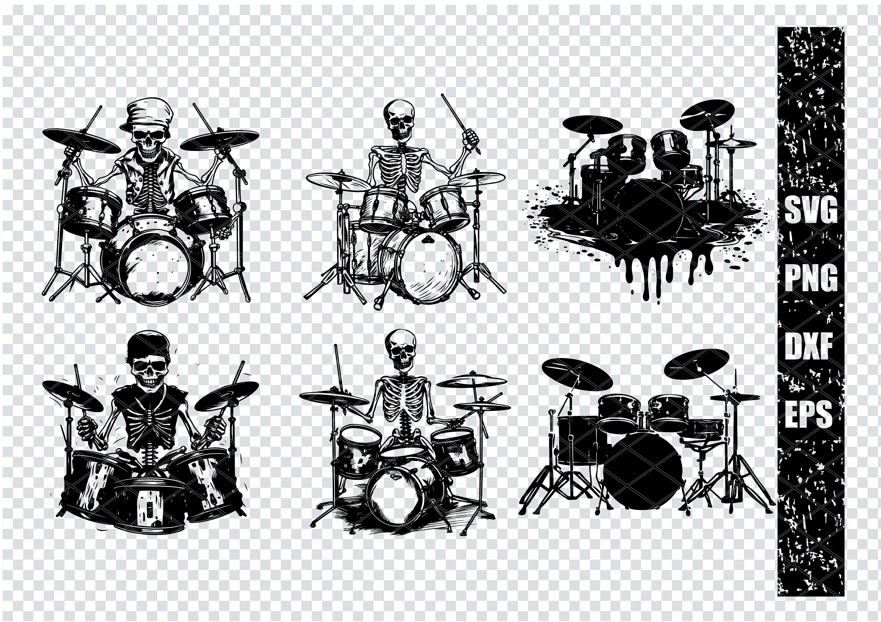 DRUM SET SKELETON Svg, Drum Set Skeleton Svg Files for Cricut, Skeleton ...