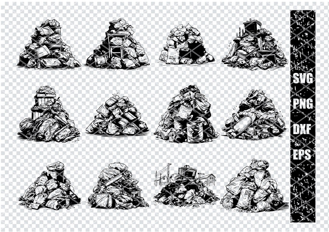 RUBBISH TRASH HEAP Svg, Pile of Rubbish Svg Files for Cricut, Junk Pile ...