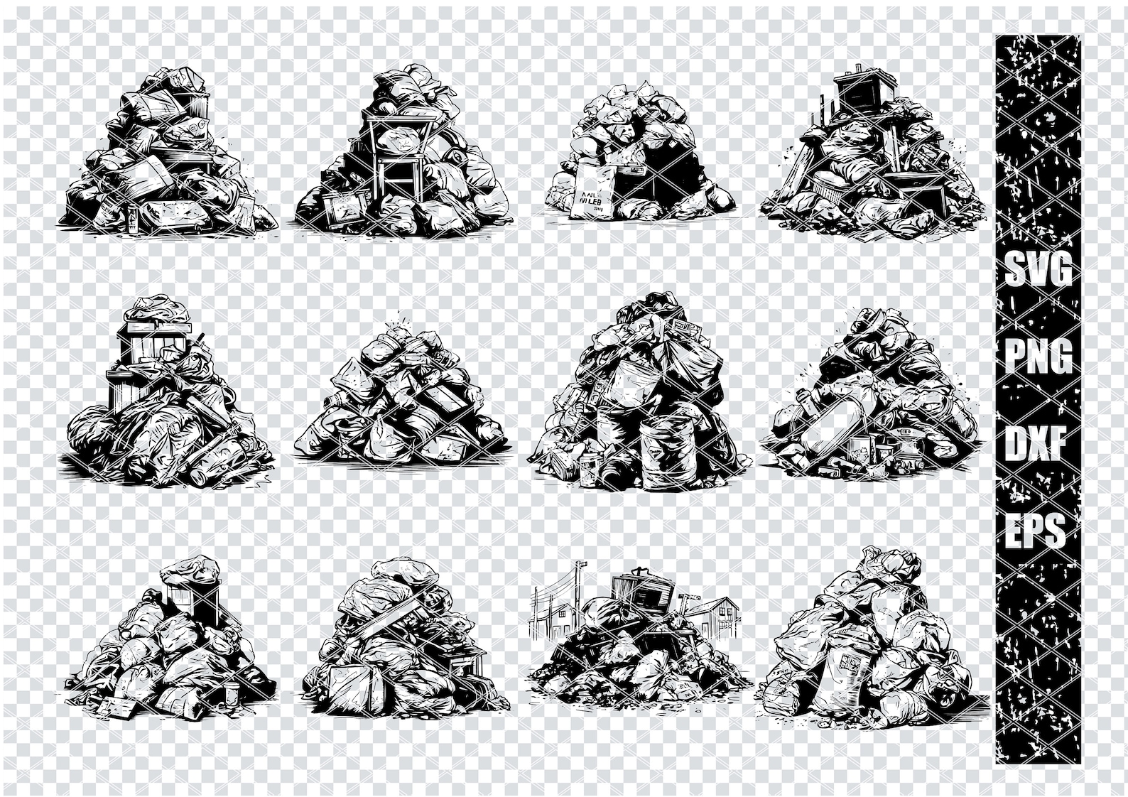 RUBBISH TRASH HEAP Svg, Pile of Rubbish Svg Files for Cricut, Junk Pile ...