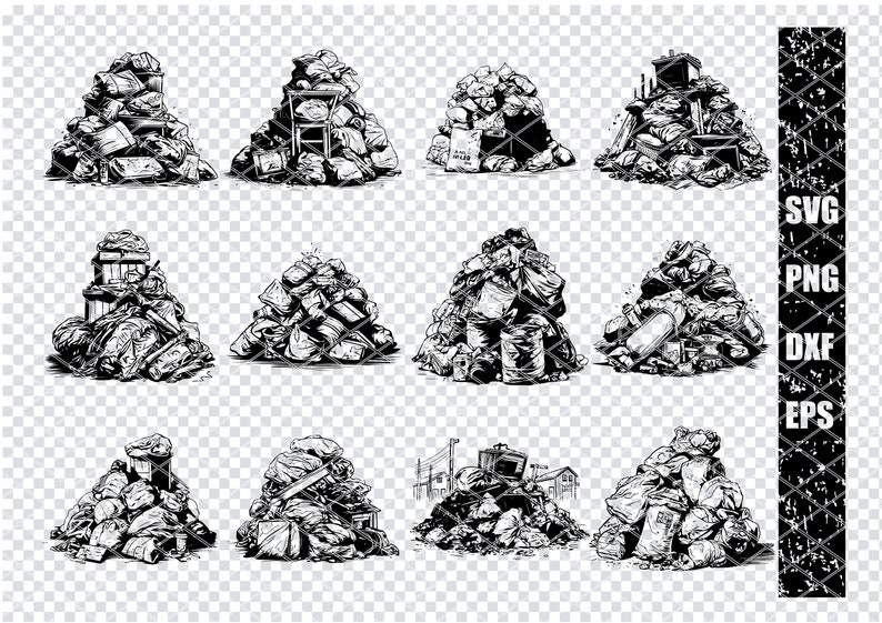RUBBISH TRASH HEAP Svg, Pile of Rubbish Svg Files for Cricut, Junk Pile ...