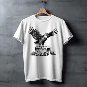 BALD EAGLE on STUMP Svg, Eagle Clipart, Evergreen Pines Svg Files for ...