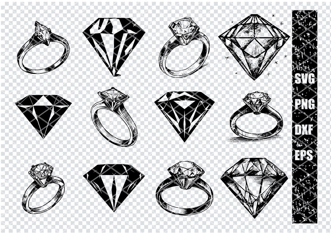 DIAMOND SVG, DIAMOND Ring Svg Files for Cricut, Diamond Jewelry Clipart ...