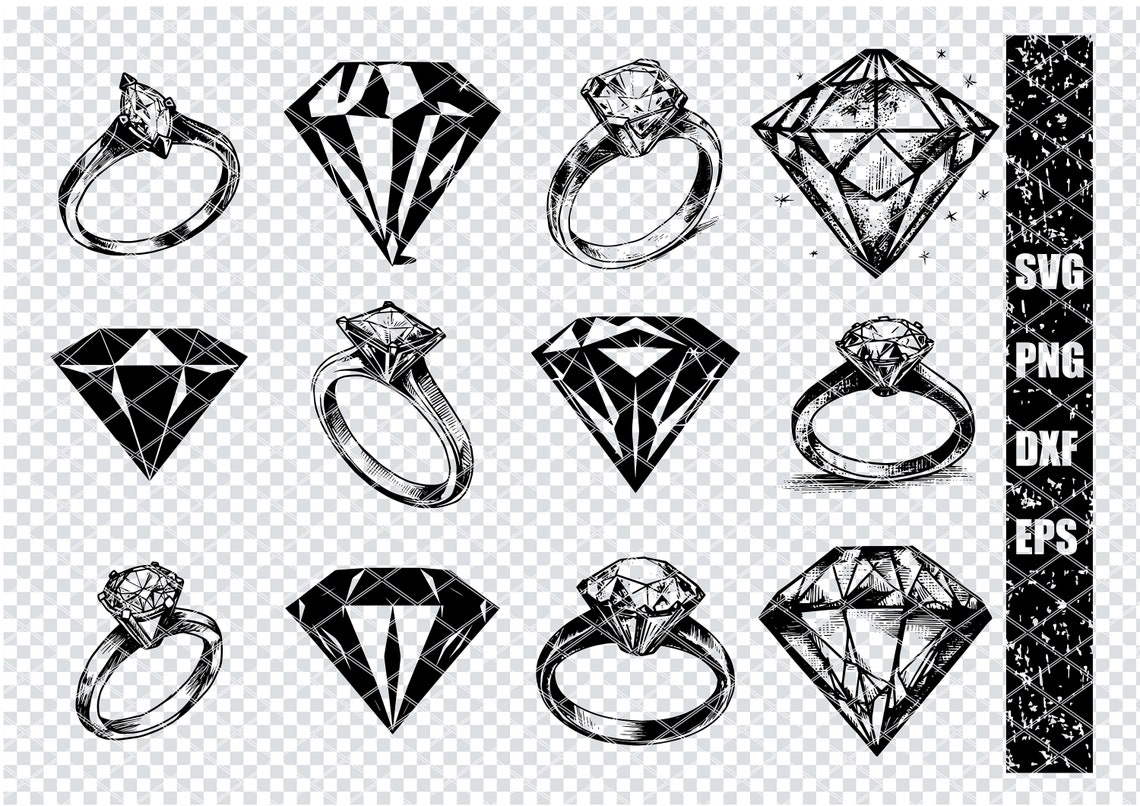 DIAMOND SVG, DIAMOND Ring Svg Files for Cricut, Diamond Jewelry Clipart ...