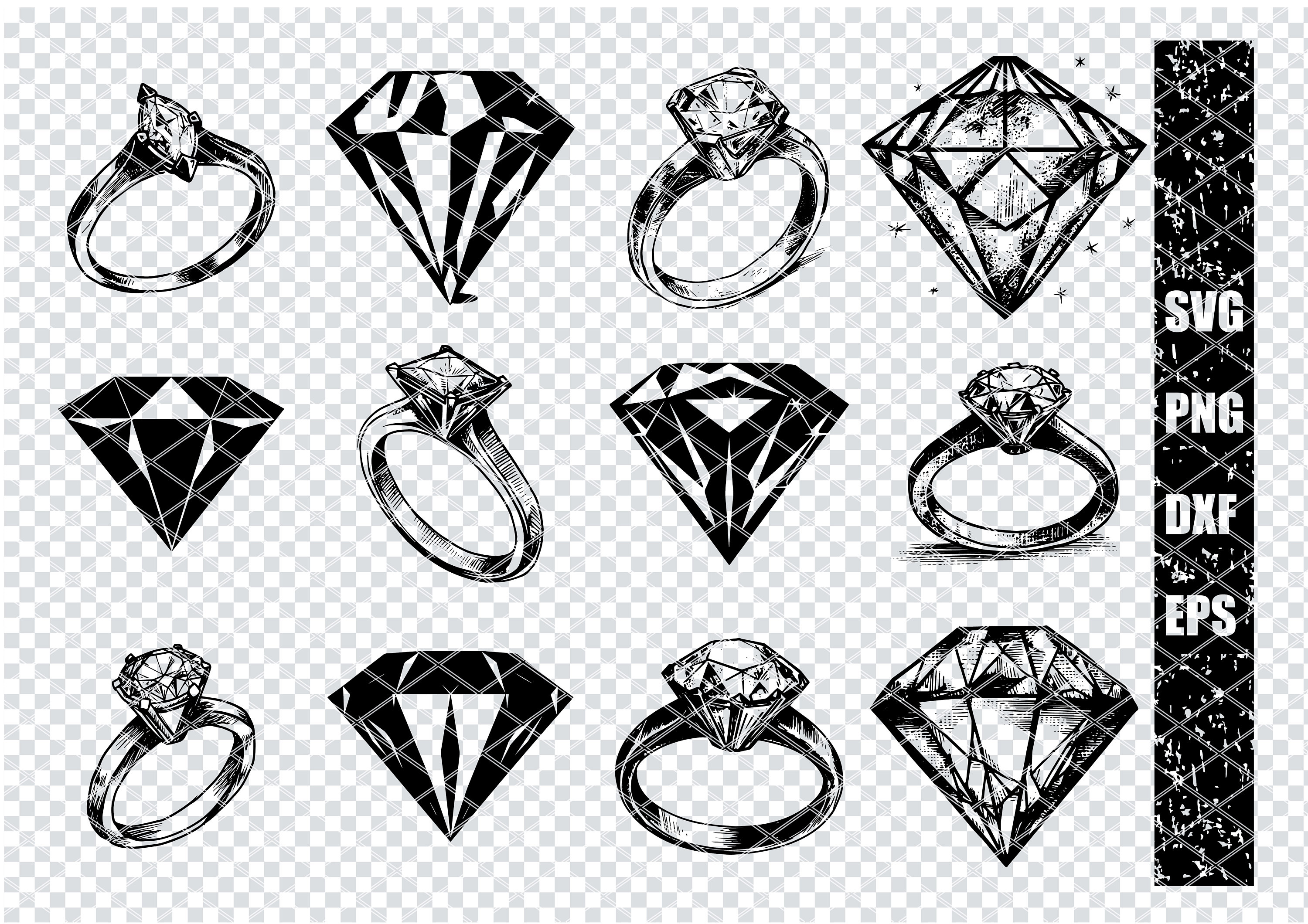 DIAMOND SVG, DIAMOND Ring Svg Files for Cricut, Diamond Jewelry Clipart ...