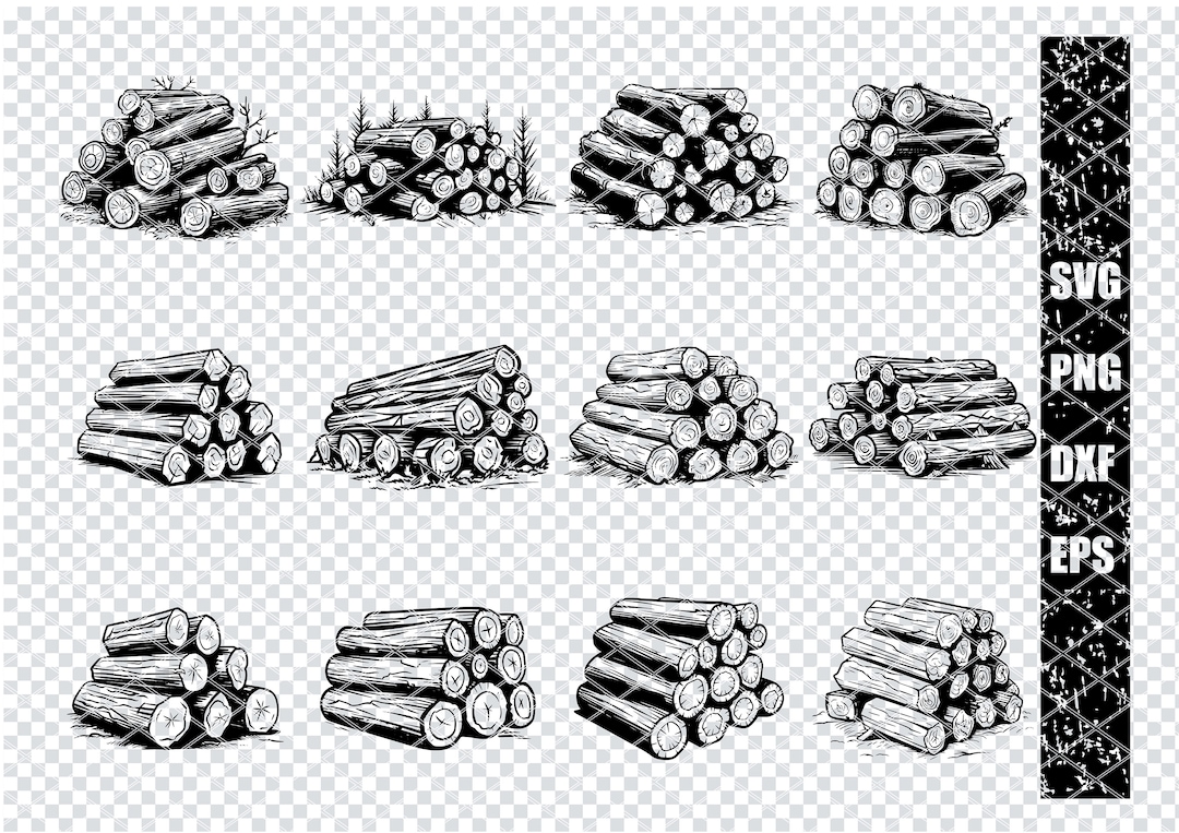 WOOD LOG PILE Svg, Firewood Pile Svg Files for Cricut, Lumber Pile Clipart, Laser Cut Files - Etsy