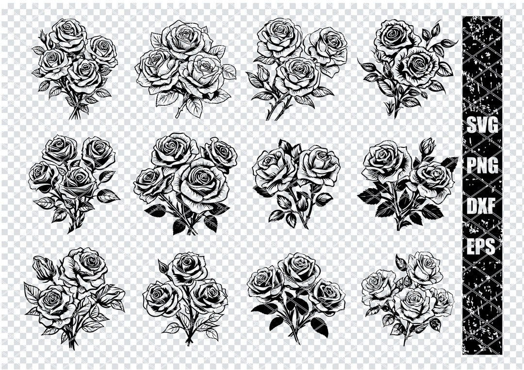 ROSES FLOWER BLOOMS Svg, Rose Bouquet Svg Files for Cricut, Rose ...