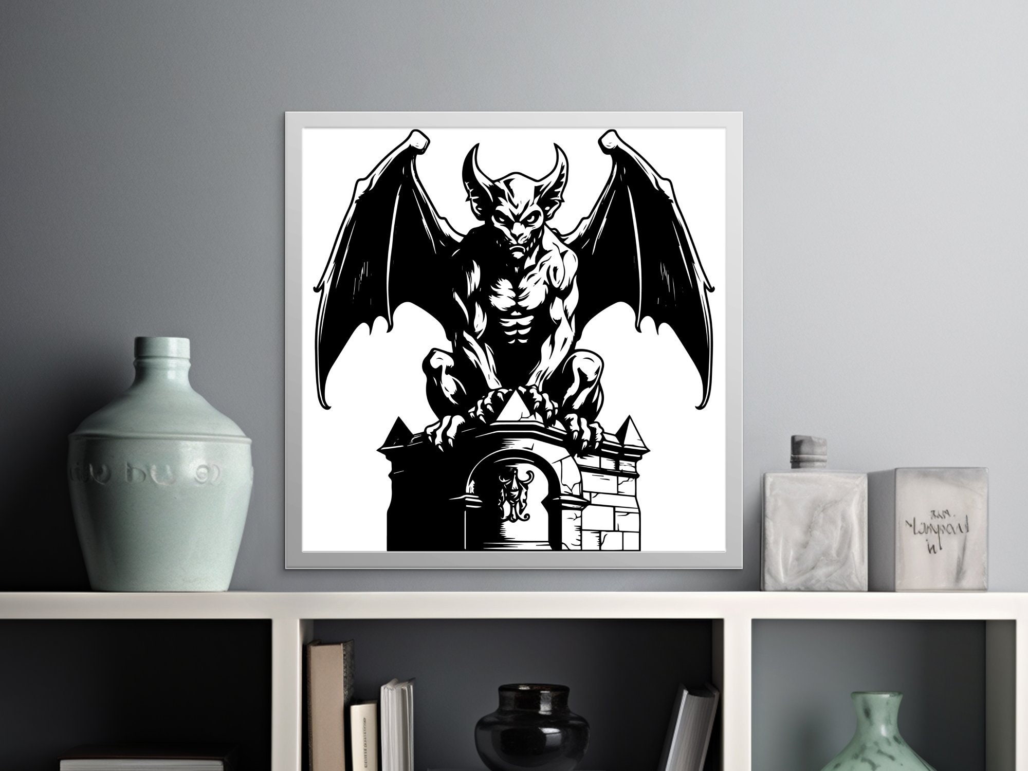 GOTHIC GARGOYLE STATUE Svg, Gothic Sculpted Gargoyle Svg Files for ...