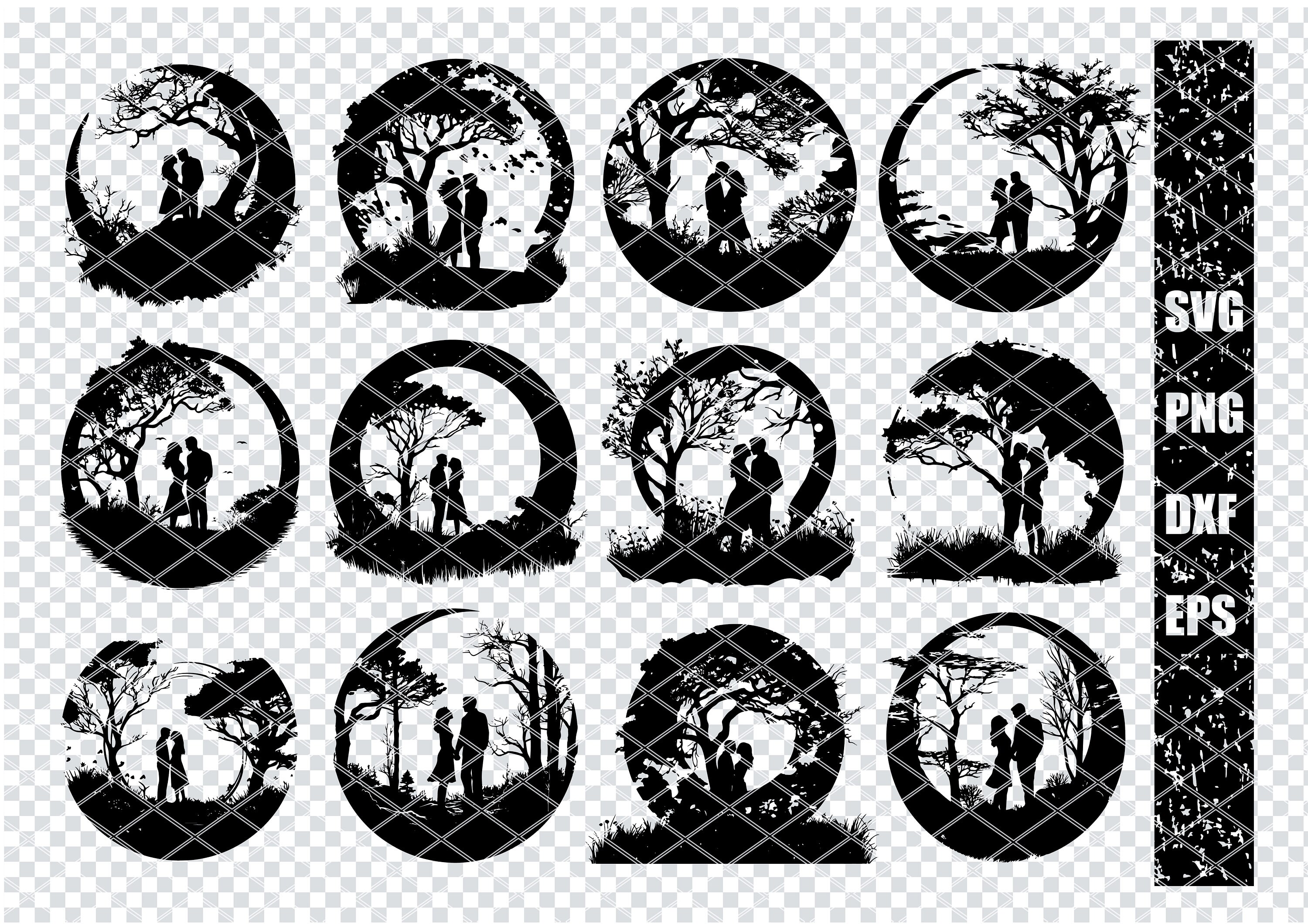 COUPLE by TREES MOON Svg, Romantic Pair by Moon Svg Files for Cricut ...