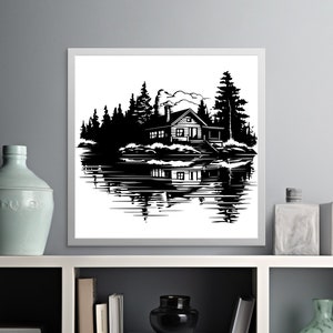 LOG CABIN by LAKE Svg, Wood Cabin by Lake Svg Files for Cricut, Rustic ...