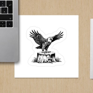 BALD EAGLE on STUMP Svg, Eagle Clipart, Evergreen Pines Svg Files for ...
