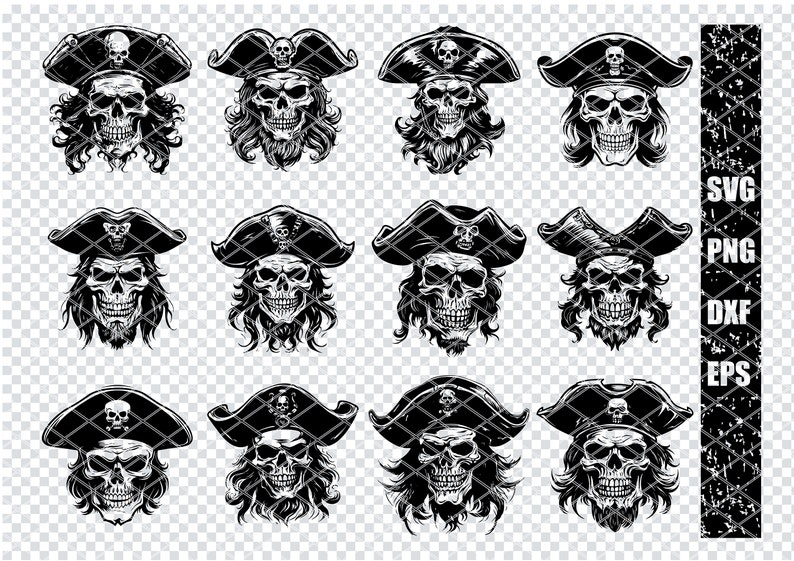 PIRATE SKULL SVG, Pirate Captain Skull Svg Files for Cricut, Skeleton ...