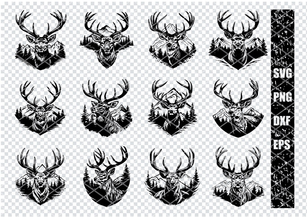 DEER HEAD SVG, Deer Buck Head Svg Files for Cricut, Deer Stag Head ...