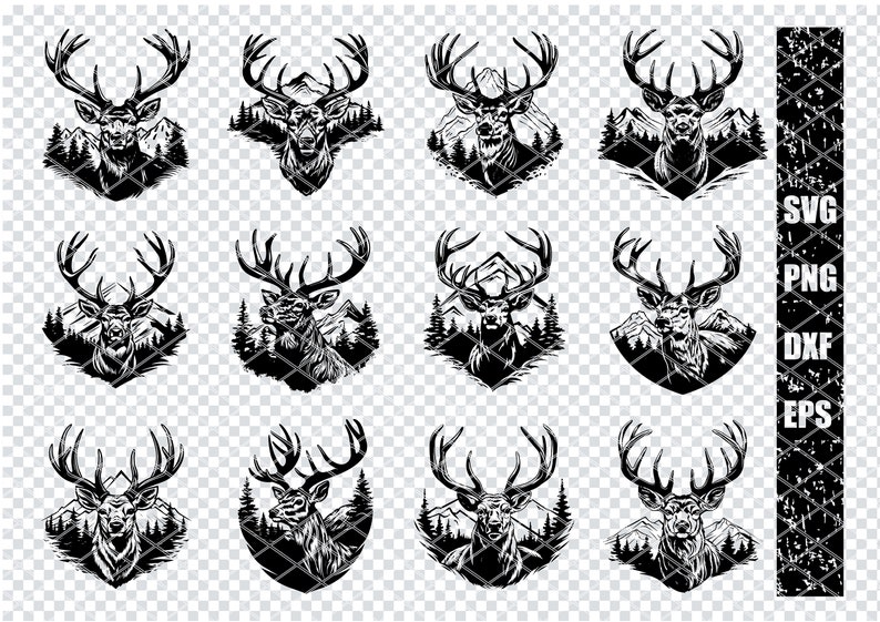 DEER HEAD SVG, Deer Buck Head Svg Files for Cricut, Deer Stag Head ...
