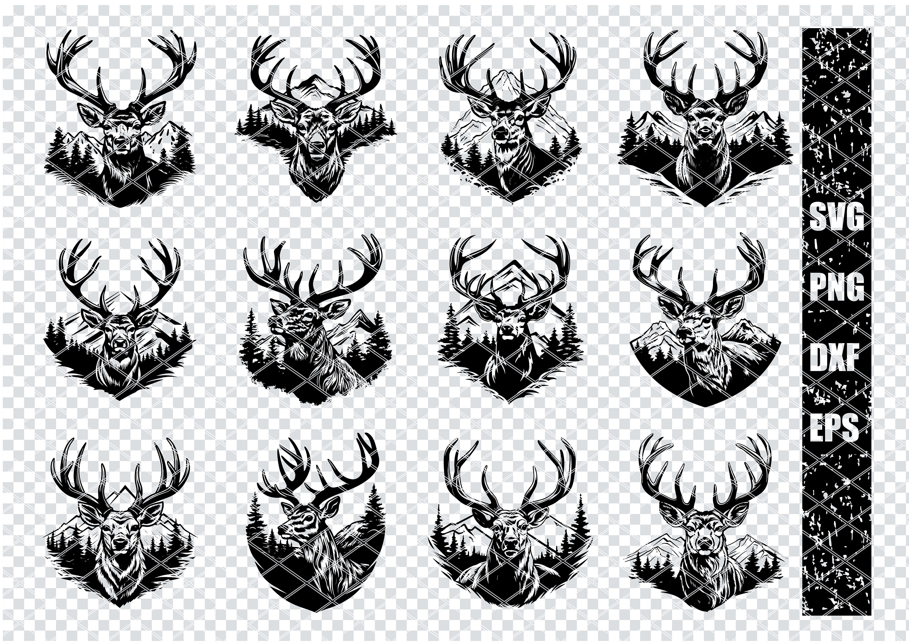 DEER HEAD SVG, Deer Buck Head Svg Files for Cricut, Deer Stag Head ...