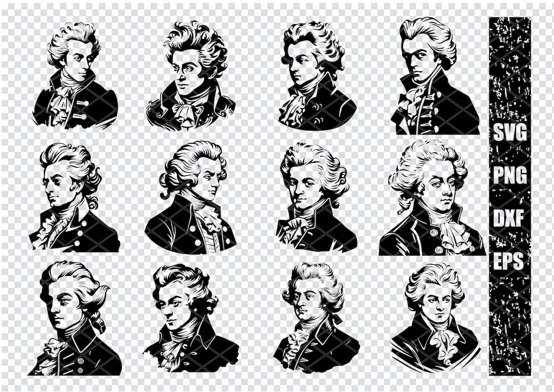 WOLFGANG AMADEUS MOZART Portrait Svg, Wolfgang Amadeus Mozart Svg Files ...