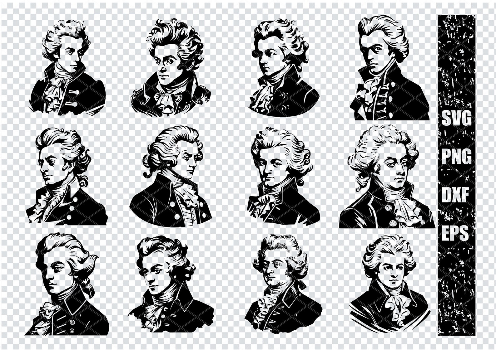 WOLFGANG AMADEUS MOZART Portrait Svg, Wolfgang Amadeus Mozart Svg Files ...
