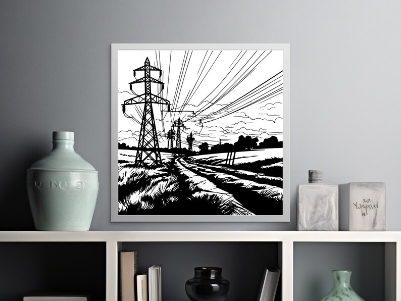 ELECTRIC POWER LINES Svg, Power Lines Grid Svg Files for Cricut, Power ...