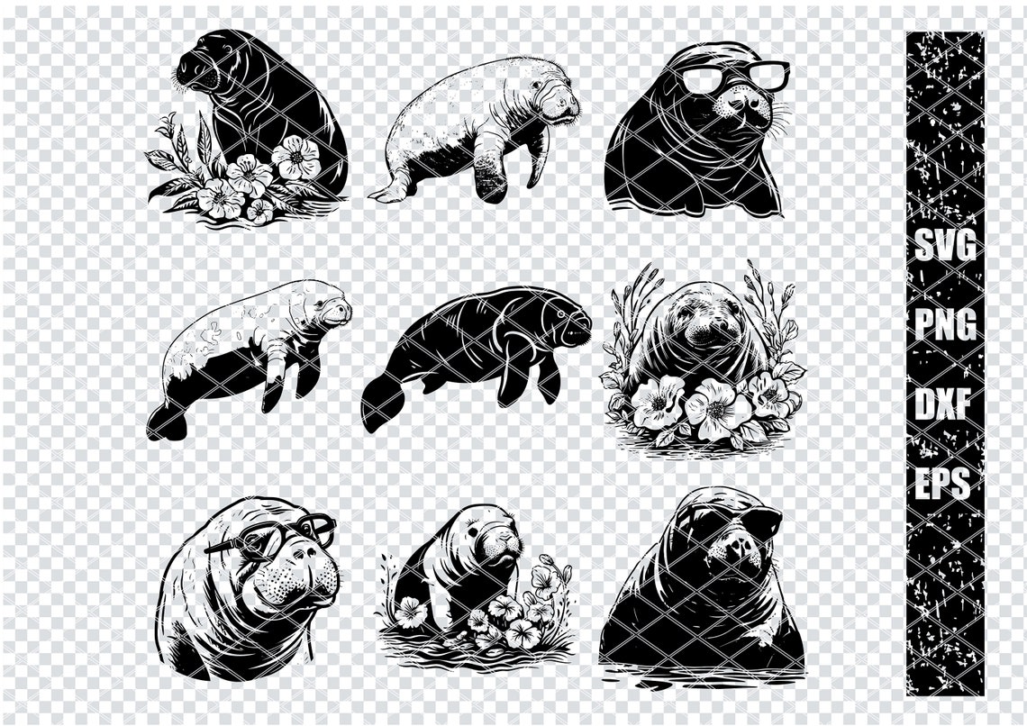 MANATEE SVG, MANATEE Mammal Svg Files for Cricut, Manatee Clipart ...