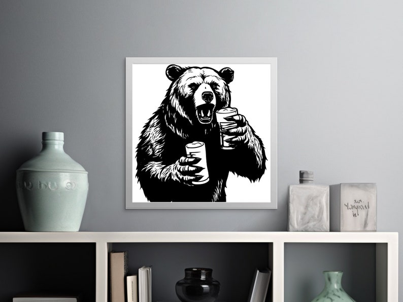 BEAR DRINKING BEER Svg, Drunk Grizzly Bear Svg Files for Cricut, Beer Drinking Bear Clipart ...