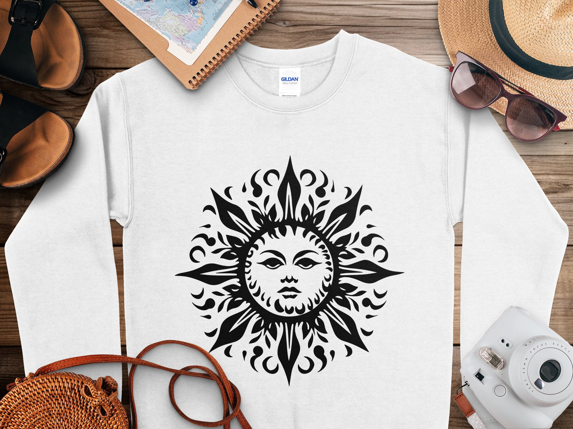 BOHO SUN FACE Svg, Boho Sun Tattoo Svg Files for Cricut, Boho Sunburst ...