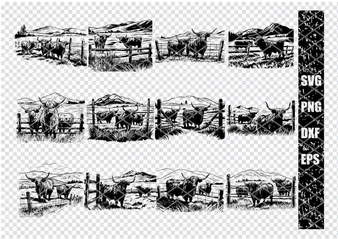 HIGHLAND CATTLE FARM Svg, Rustic Highland Cow Barn Svg Files for Cricut ...