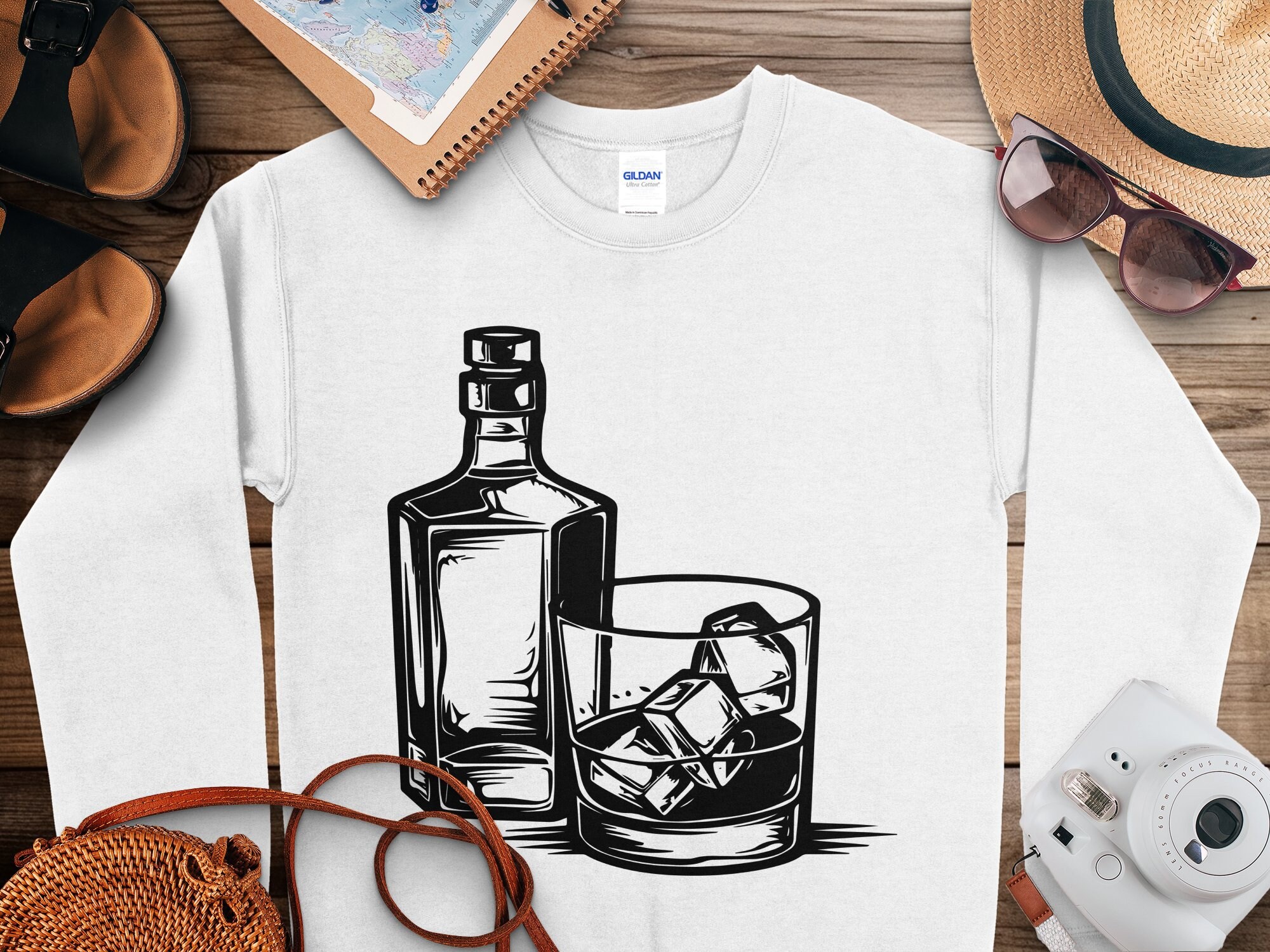 WHISKEY BOTTLE and GLASS Svg, Whiskey With Ice Svg Files for Cricut ...