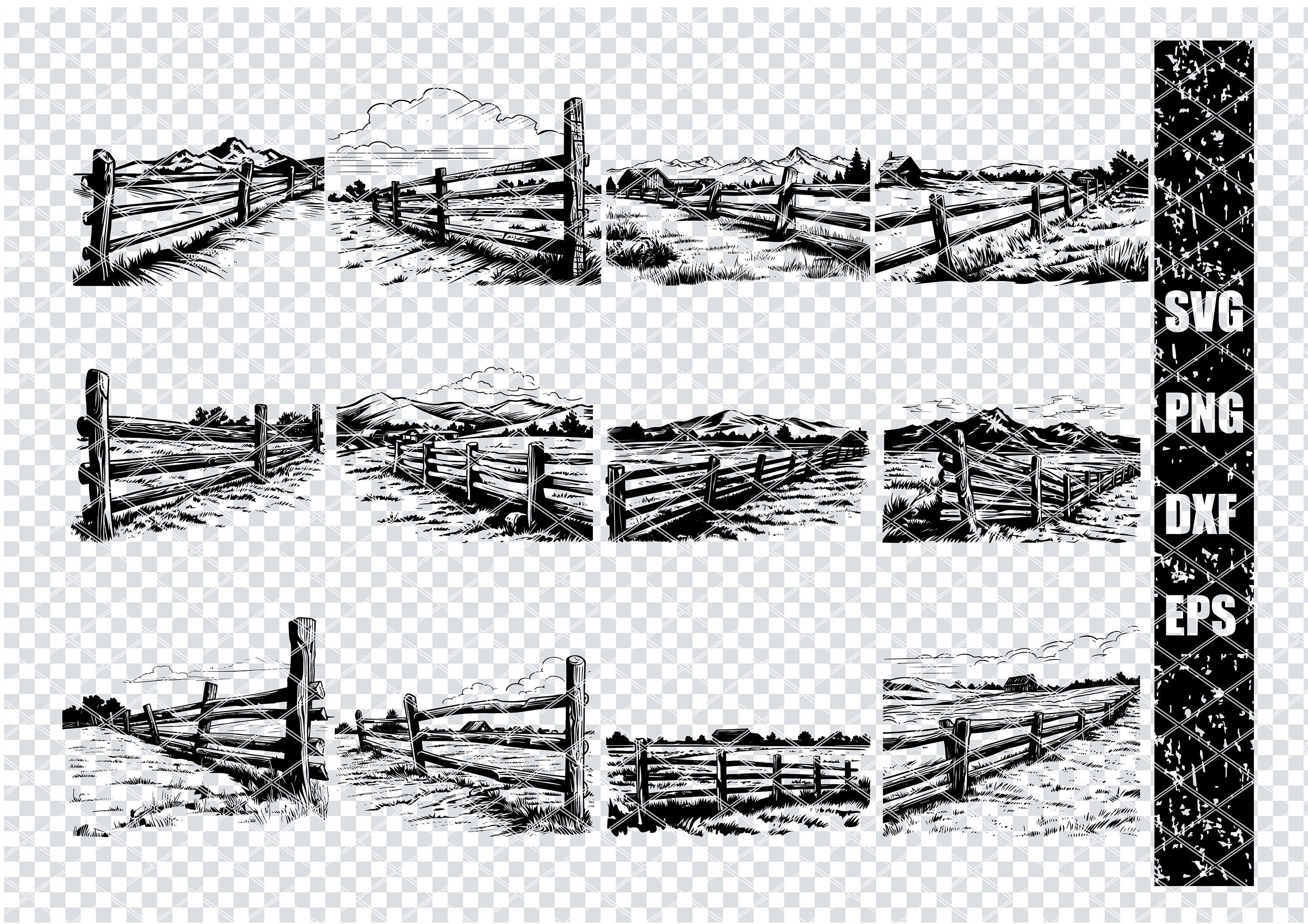 RUSTIC FARM FENCE Svg, Rustic Farm Fence Gate Svg Files for Cricut ...