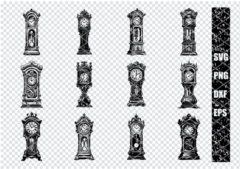 ANTIQUE GRANDFATHER CLOCK Svg, Vintage Pendulum Clock Svg Files for ...