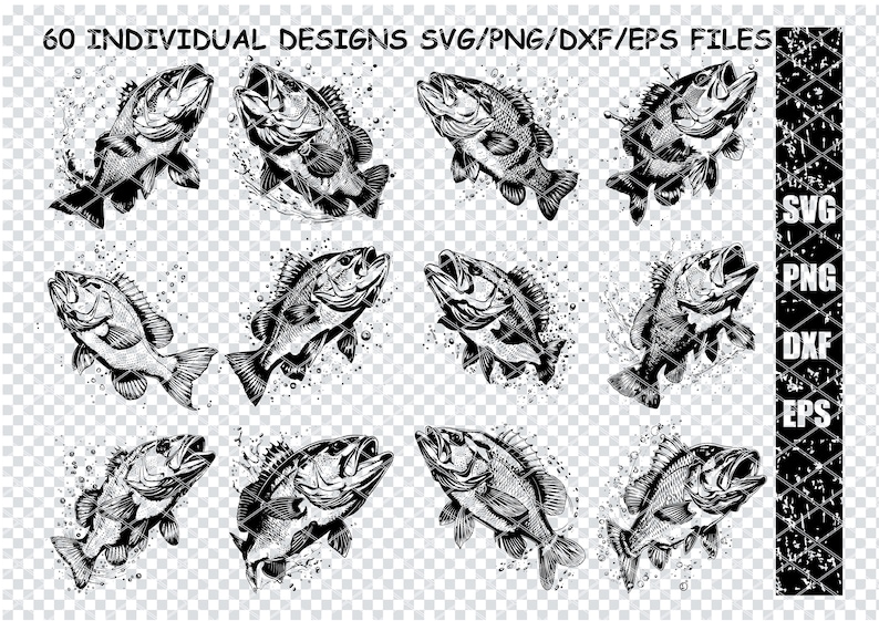 LARGEMOUTH BASS FISH Svg, Smallmouth Bass Svg Files for Cricut, Bass ...