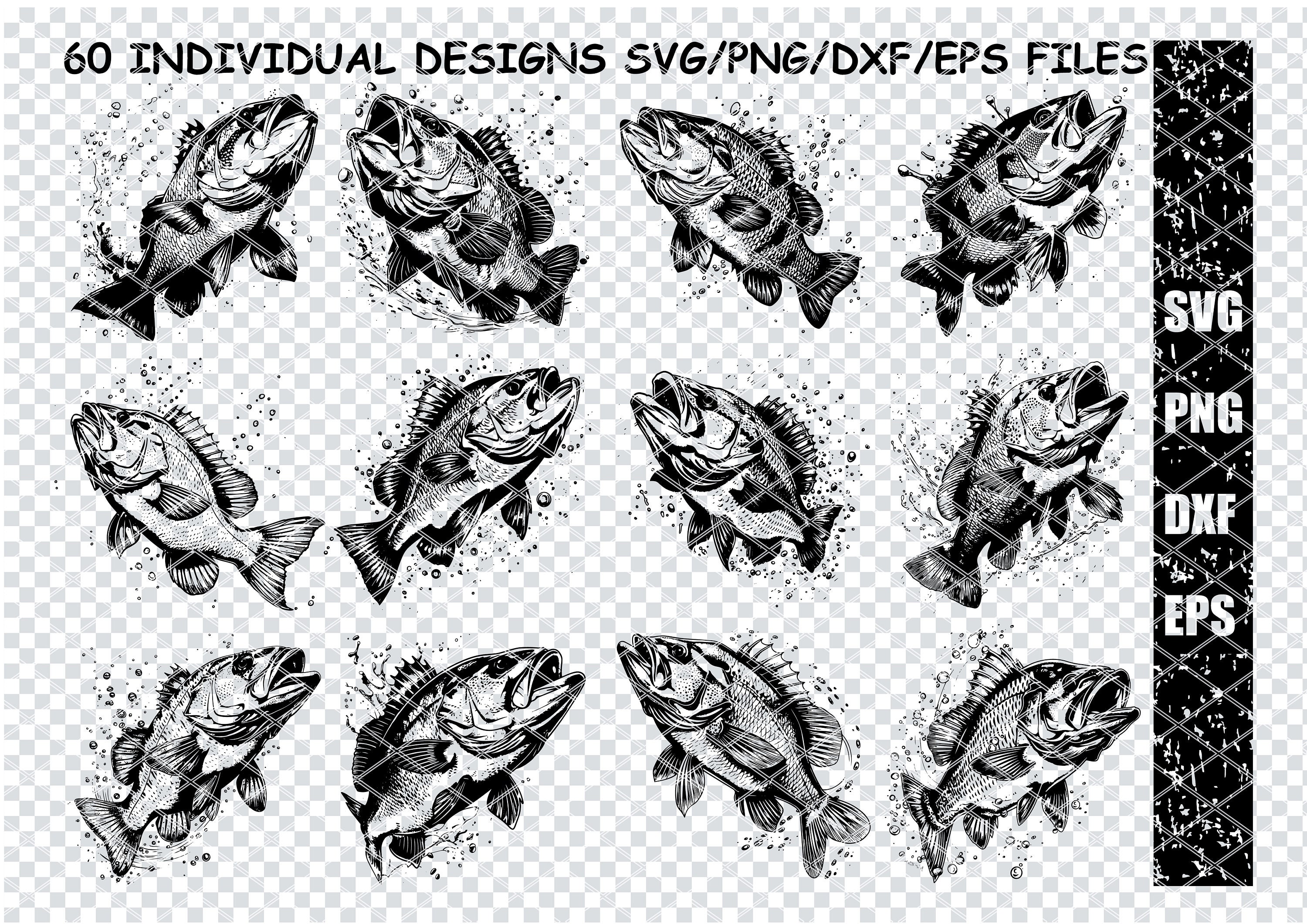LARGEMOUTH BASS FISH Svg, Smallmouth Bass Svg Files for Cricut, Bass ...