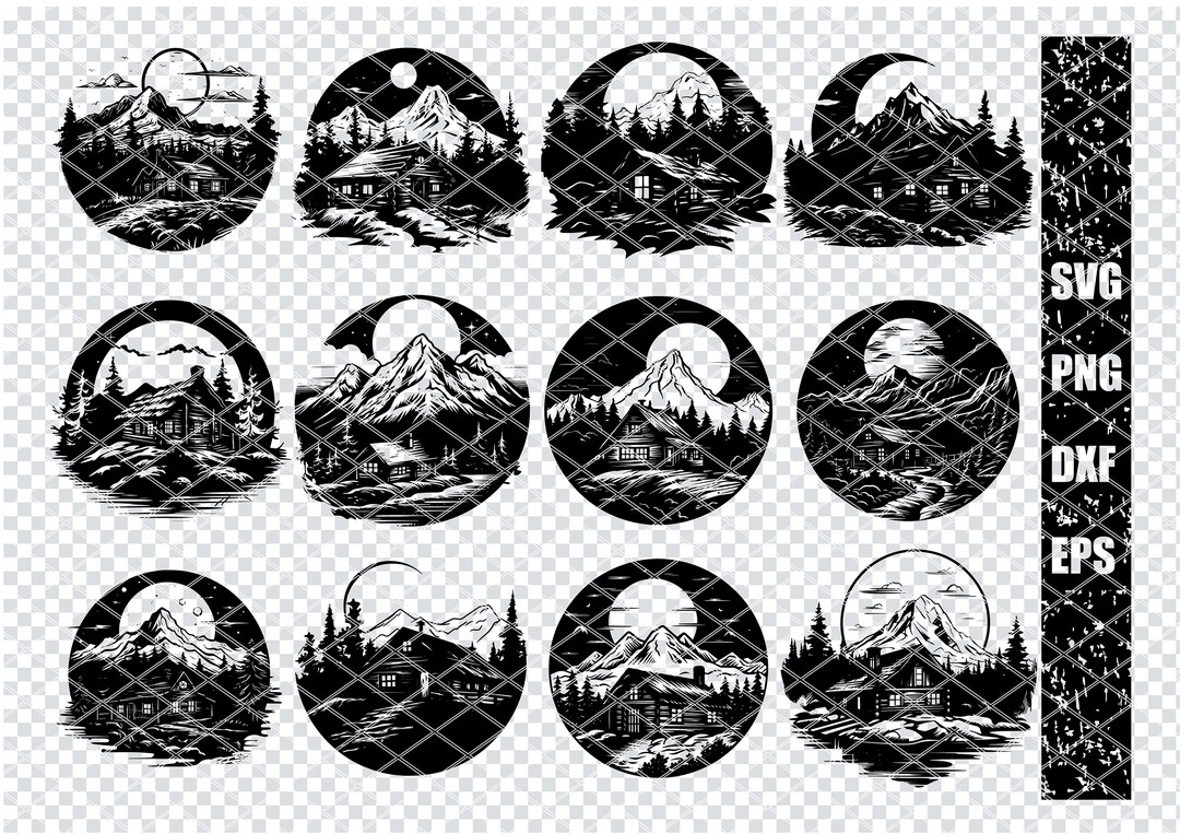 RUSTIC LOG CABIN Svg, Rustic Cabin Moon Svg Files for Cricut ...