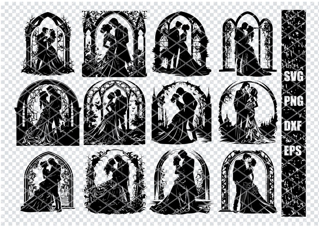 GOTHIC COUPLE WEDDING Svg, Gothic Victorian Wedding Svg Files for ...