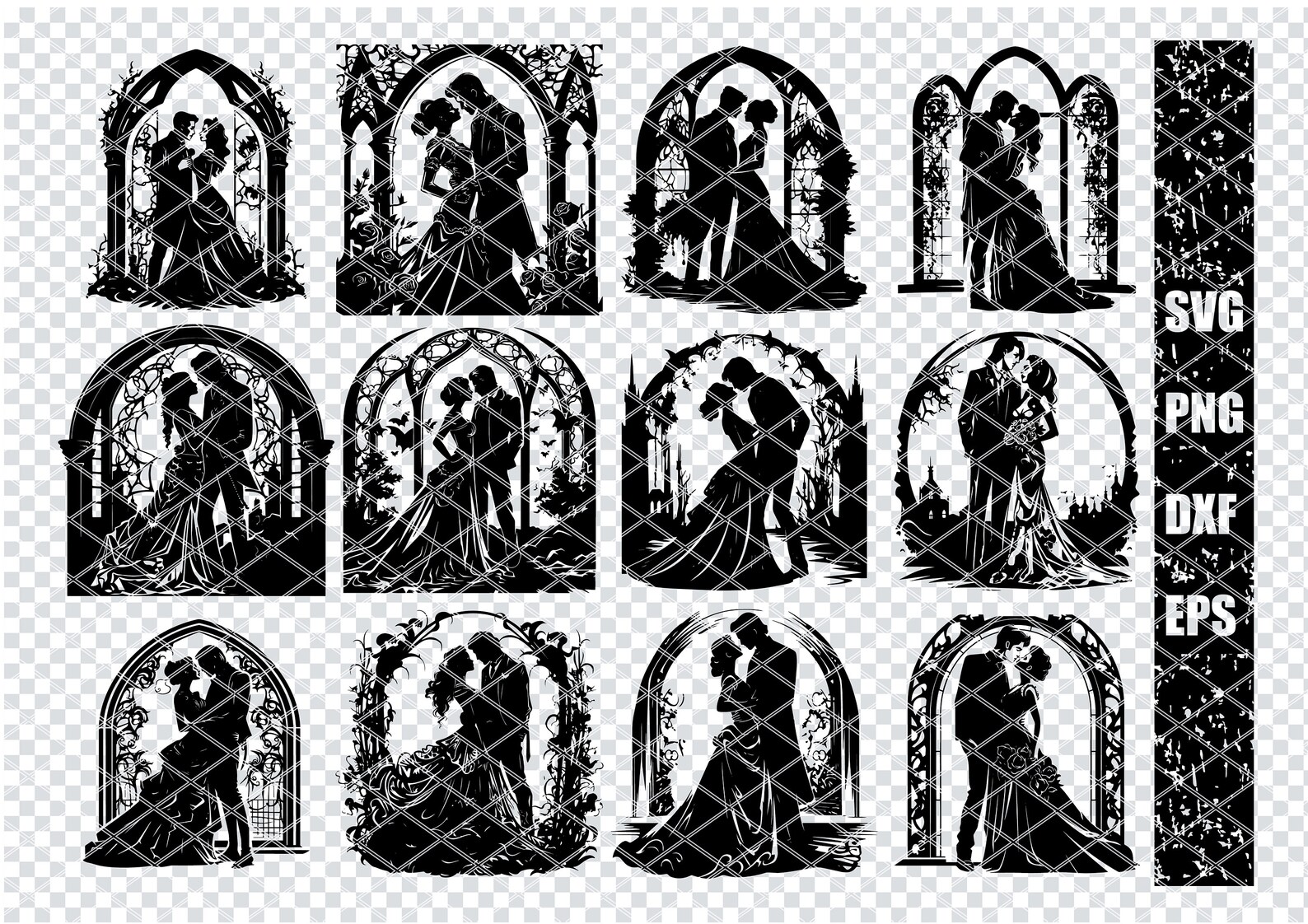 GOTHIC COUPLE WEDDING Svg, Gothic Victorian Wedding Svg Files for ...