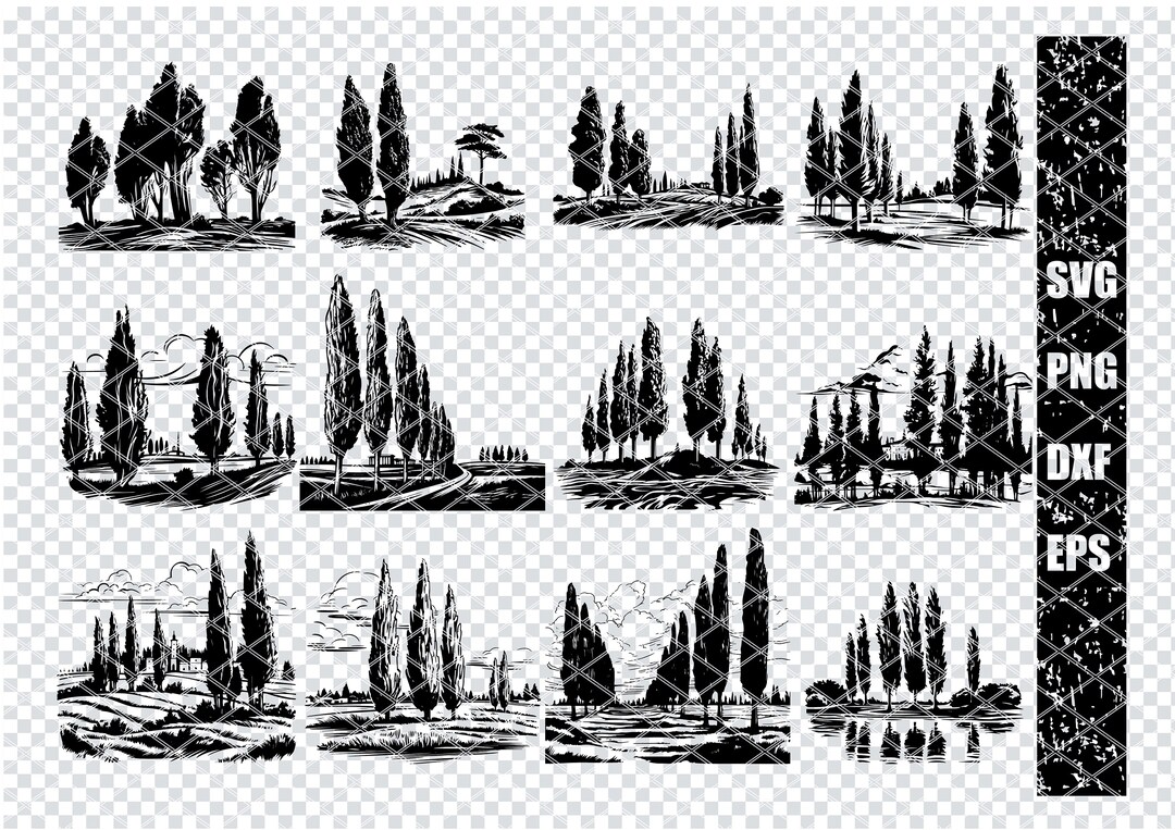 ITALIAN CYPRESS TREE Svg, Tuscany Pine Svg Files for Cricut, Italian ...