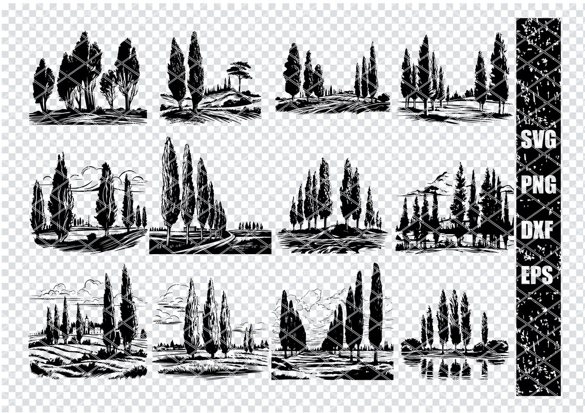 ITALIAN CYPRESS TREE Svg, Tuscany Pine Svg Files for Cricut, Italian ...