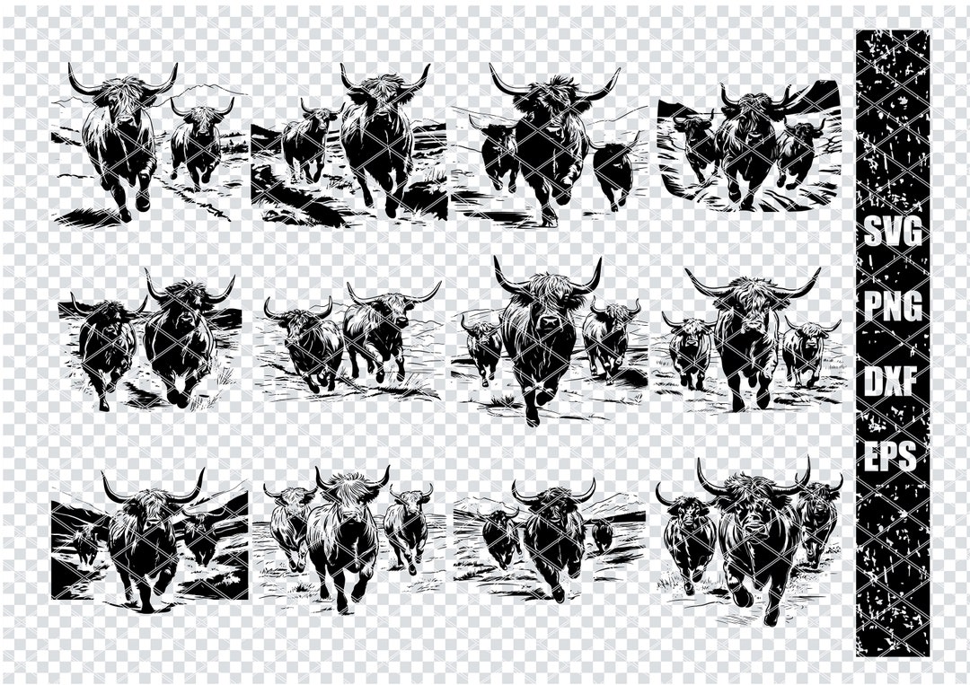 RUNNING HIGHLAND COW Svg, Running Highland Cattle Svg Files for Cricut ...