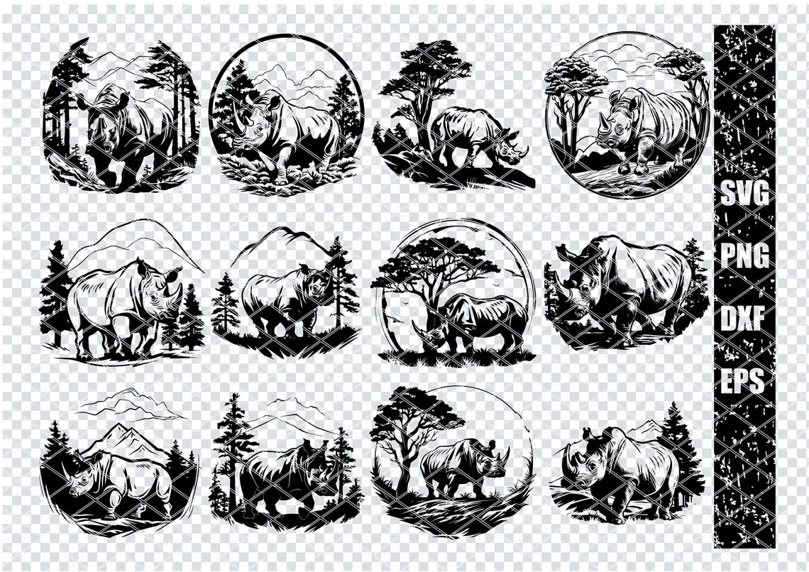 AFRICAN RHINOCEROS SVG, Indian Rhino Svg Files for Cricut, Sumatra ...