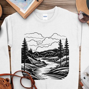 RIVER SCENE SVG, Forest Lake Svg Files for Cricut, River Scene Clipart ...