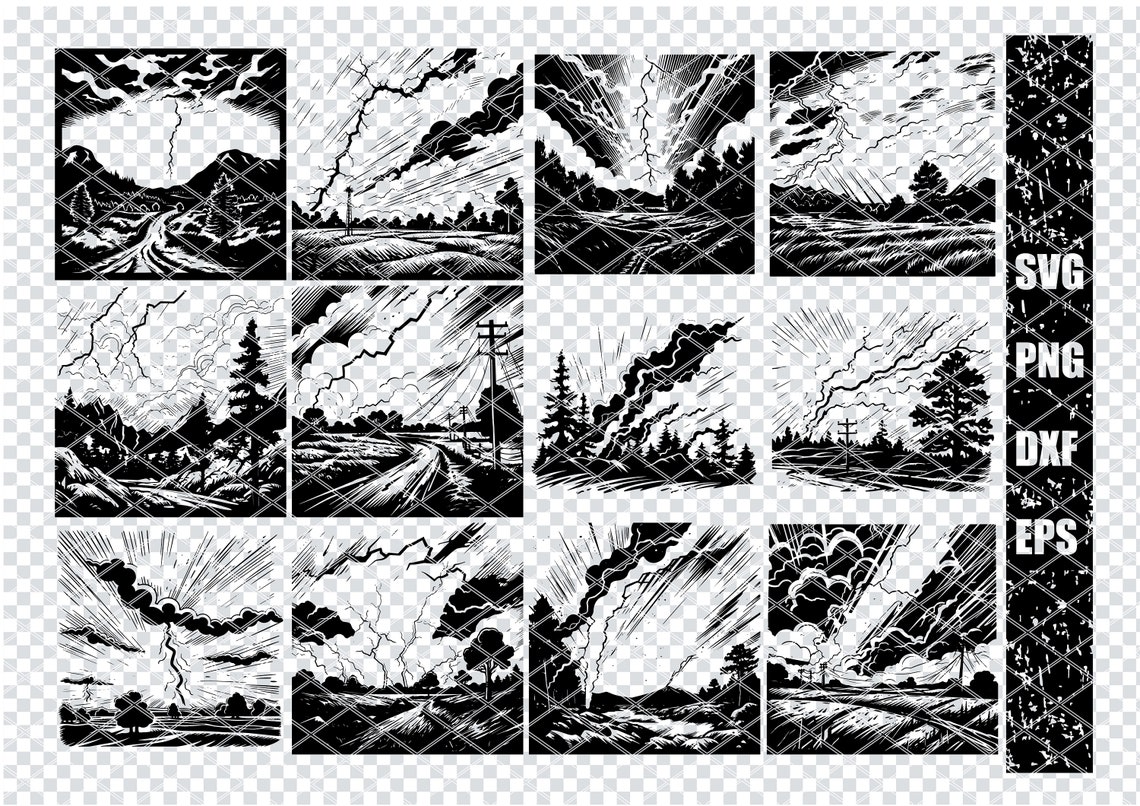 THUNDERSTORM LIGHTNING SVG, Stormy Weather Svg Files for Cricut ...