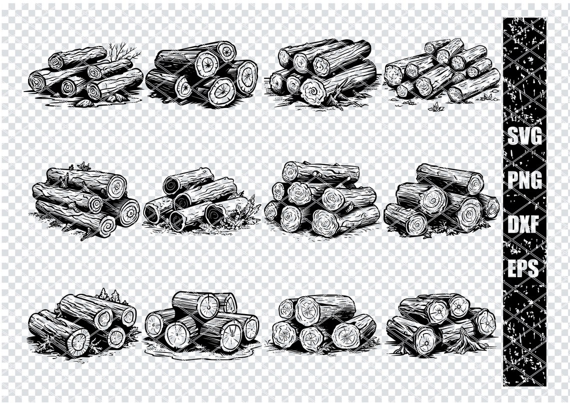 WOOD LOG PILE Svg, Firewood Pile Svg Files for Cricut, Lumber Pile ...