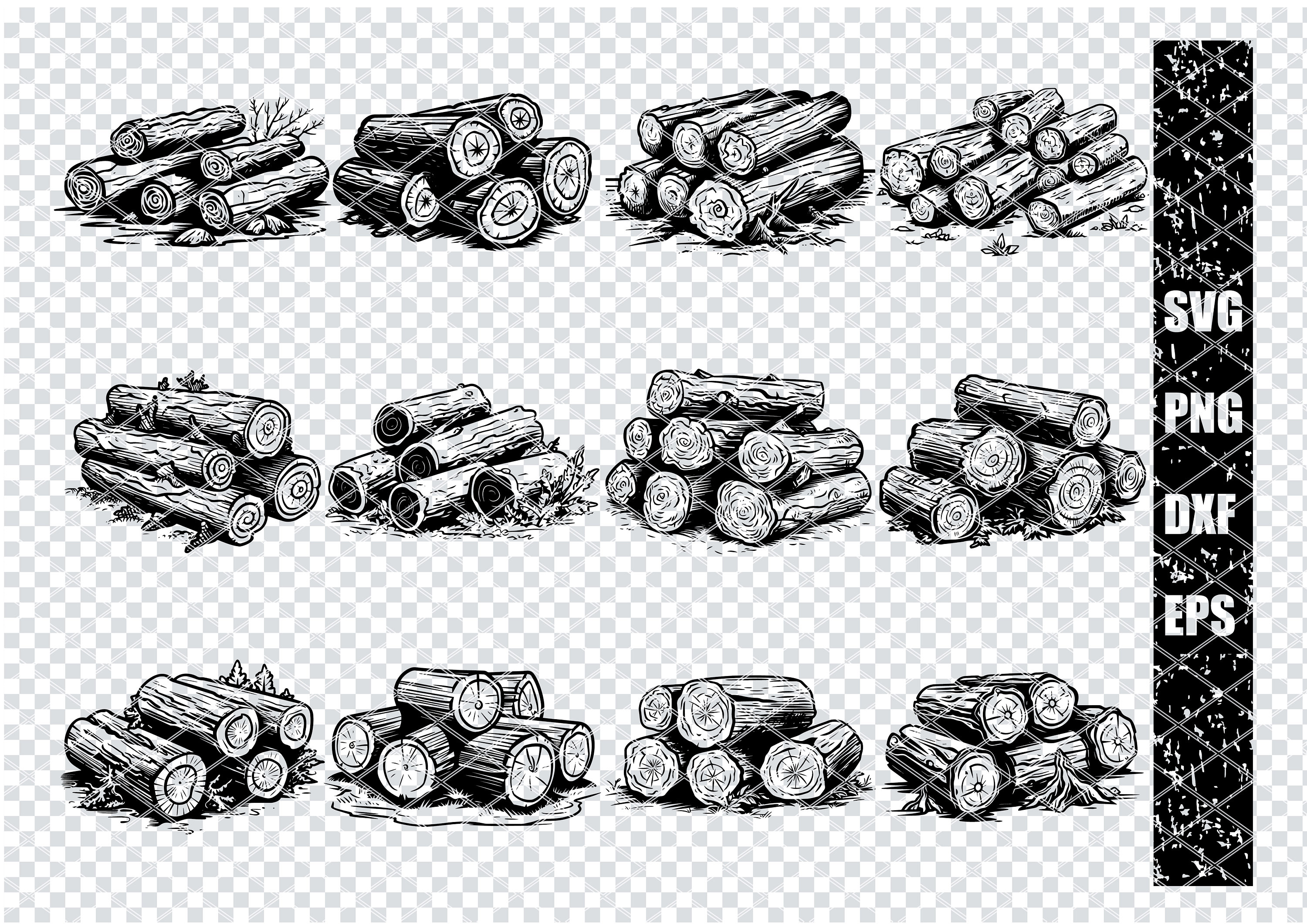 WOOD LOG PILE Svg, Firewood Pile Svg Files for Cricut, Lumber Pile ...